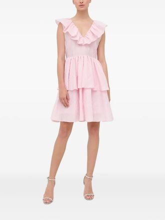 Custommade Strukturiertes Minikleid mit Rüschendetail - Rosa