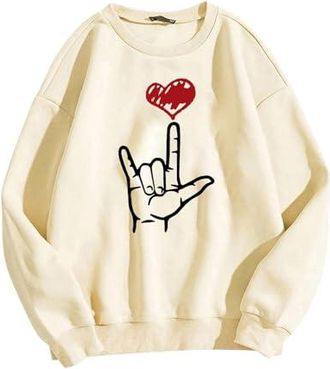 Generic T-shirts de Saint-Valentin pour femme cadeau de Saint-Valentin tailles tailles sweat-shirt imprim&eacute; manches longues col rond pull l&eacute;ger respirant sweat