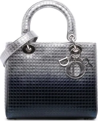 Dior Hobo Bags - Medium Ombre Metallic Patent Microcannage Lady Dio - Gr. unisize - in Silber - für Damen
