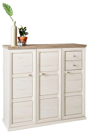 Homin Schuhschrank, Grau, Wei&szlig;, Holzwerkstoff, 7 F&auml;cher, 2 Schubladen, 133.4x123x42.5 cm, Beim&ouml;bel erh&auml;ltlich, Garderobe, Schuhaufbewahrung, Schuhschr&auml;nke