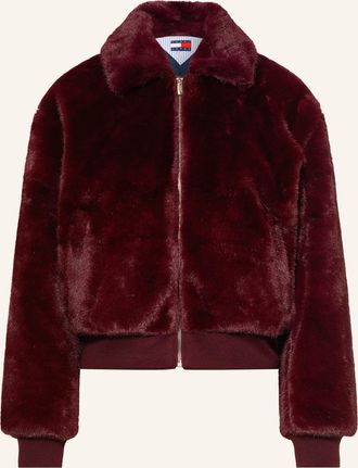 Tommy Jeans Kunstfell-Jacke rot
