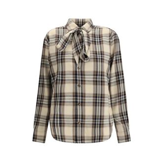 Saint Laurent Tartan Lavalli&egrave;re Hemd mit Cassandre Stickerei - - Blouses & Shirts - Damen - Mehrfarbig - M