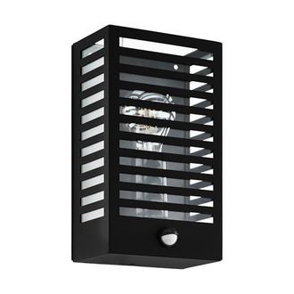 Eglo Applique murale ext&eacute;rieure Alamonte 3, &eacute;clairage dext&eacute;rieur en m&eacute;tal noir, lampe murale avec d&eacute;tecteur de mouvement, douille E27, IP44