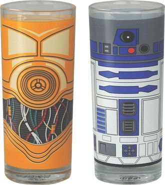 Star Wars Lasgo Star Wars Set 2 Gläser R2D2 & C3P0, Glas, Mehrfarbig, 20 x 11.2 x 5.8 cm