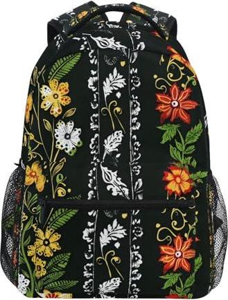 Generic Pai-Sley Fleur Noire Sacs D&Eacute;cole Antivol Sacs A Dos Loisir Cartables Scolaires Pour Sport Homme Femme 29X40Cm