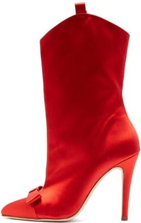 Generic Bottines Courtes &agrave; Talons Hauts et Bout Pointu avec Noeud Papillon pour Femme, Chaussures &eacute;l&eacute;gantes &agrave; Enfiler &agrave; Talon Aiguille, Bottes Mi-Mollet Unies