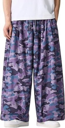 Generic Pantalon cargo pour homme et fille - Jambes larges - Cordon de serrage - Camouflage, violet, M