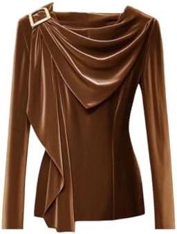 Generic Hauts en polaire &agrave; la mode pour femme - Col oscillant - Simple - Coupe pr&egrave;s du corps, marron, M