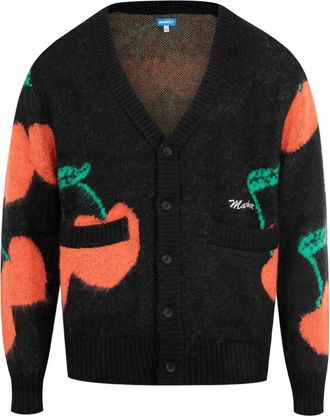 Market Double Cherries Cardigan mit V-Ausschnitt - Schwarz