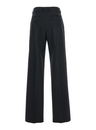 Pantaloni Torino Womens High-Waisted Wool Trousers, Black Blend