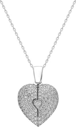 Dkeniz Dkeniz Anh&auml;nger mit Kette 925/- Sterling Silber rhodiniert Gl&auml;nzend 38+5cm Zirkonia Wei&szlig;