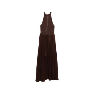 Twinset Geh&auml;keltes- plissiertes Maxikleid - - Dresses - Damen - Braun - XS