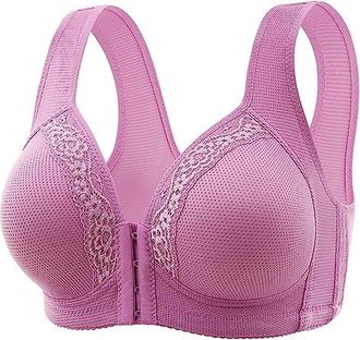 Generic Soutien-gorge 2026 pour femme - Confortable et sexy - Bouton avant avec dentelle - Sans bordure en acier - R&eacute;traction de la poitrine respirante, viole