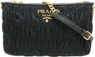 Prada Sac bandouli&egrave;re en nylon pliss&eacute; Pre-owned - Femme - Pre-owned - Noir - Taille: ONE Size