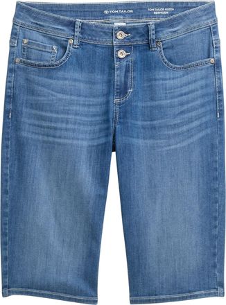 Tom Tailor Damen 1046597 Bermuda Jeans Shorts, 10113-Clean Mid Stone Blue Denim, 27