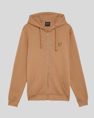 Lyle & Scott Loopback Baumwoll Vollzip Hoodie - Braun
