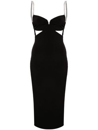 Nissa robe mi-longue &agrave; dos ouvert - Noir