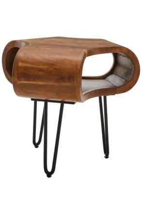 Livetastic Beistelltisch Malabo, Schwarz, Akazie, Holz, Akazie, vollmassiv, Holz, Freiform, Haarnadel, 55x45x45 cm, einfacher Aufbau, Wohnzimmer, Wohnzimmertisch