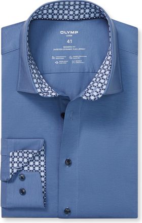 Olymp Herren Oberhemd Langarm Luxor 24/Seven,Single Jersey,439 Modern-fit-Jerseyshirt-01,13 New Kent,n&uuml;rnbergerblau 17,46