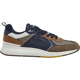 Hackett Homme H-Runner Tech 23 Basket, Vert Kaki, 42 EU