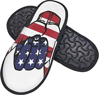 Generic Pantoufles Geste Du Drapeau Américain Lavables Chaussons Maison Avec Semelle Caoutchouc Chaussons Pour Hôtels Automne Chambre M