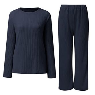 Generic Ensemble Jogging Femme Styl&eacute; Tricot Ensemble Hiver Femme 2 Pi&egrave;ces Oversize D&eacute;contract&eacute;e Randonn&eacute;e Sportswear &Agrave; Manches Longues Haut + Running Pantalon