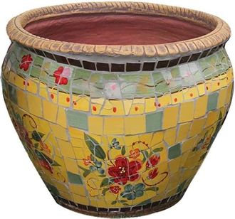 Generic Keramik Blumenvasen, Vintage Outdoor Blumenvase, Große Keramik Blumenvase Garten, Innen Und Außen Bonsai, Mexikanische Blumenvase, Balkon, Terr