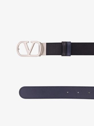Valentino Garavani Mens Reversible Leather Belt Vlogo Black Calf