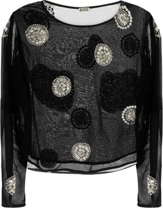 Bode Femme, Blouses et Chemises, Noir, Taille: 38 FR Brooch Blouse