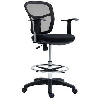 HOMCOM Chaise de Bureau pivotante avec Repose-Pieds et Dossier incurvé, Chaise Ergonomique en Polyester, Mousse et Plastique, réglable en Hauteur, 55x58x94 c