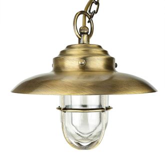 Licht-Erlebnisse Hängelampe Außen Echt-Messing Antik IP54 D:23cm für Garten Terrasse Überdach E27 Maritim Aussenleuchte Hängeleuchte Pendellampe Außenlampe