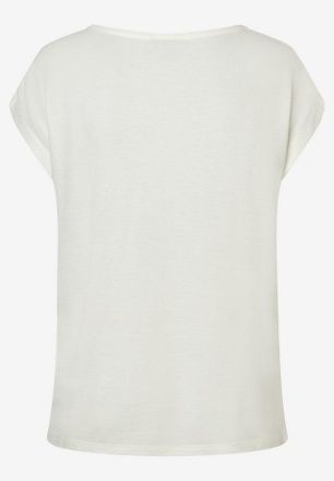 More & More Kurzarmshirt T-Shirt mit Perlen am Ausschnitt