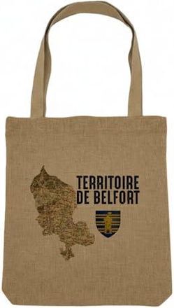 Fabulous Sac Shopping Tote Bag Aspect Lin - Territoire de Belfort 90 D&eacute;partement Carte Ancienne - Sac de Courses Toile Epaisse 360g Beige Naturel Cabas Port&eacute; E