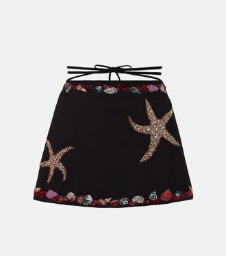 Clio Peppiatt Jupe portefeuille Calypso à perles