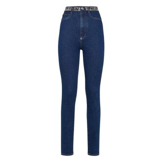 Philipp Plein Femme, Jeans, Bleu, Taille: W27 Denim Super High Waist Jegging