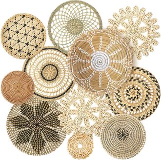 Tatuo Boho-Wandkorb, dekorativ, gewebter Korb, Wanddekoration, Kunst, rund, Bauernhaus, Hängekörbe für Küche, rustikale Sommerdekoration, verschiedene Größe