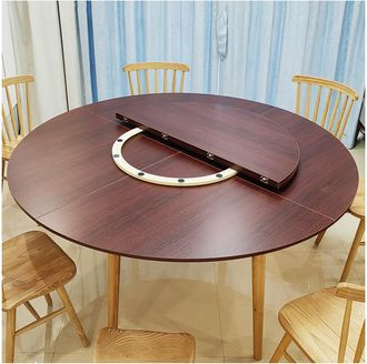 Generic 4-Fach Faltbare, runde Tischplattenverl&auml;ngerung, doppellagige, drehbare Tischplatte, platzsparende Holztischplatte ohne Beine, ideal for Partys und le