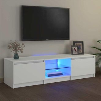 vidaXL Vidaxl - Meuble tv avec lumi&egrave;res led blanc 140x40x35,5 cm