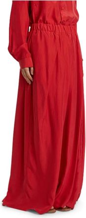 PDR Phisique Du Role Femme, Pantalons, Rouge, Taille: 36 FR Jupe &agrave; plis irr&eacute;guliers en soie habotai enzymatique