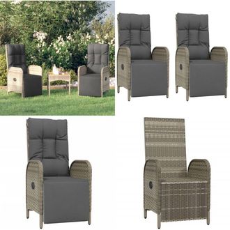 vidaXL Garten-Relaxsessel mit Kissen 2 Stk. Poly Rattan Grau - Gartenm&ouml;bel - Lounge Sessel - Gartenstuhl - Rattan M&ouml;bel - Outdoor M&ouml;bel - Home & Living