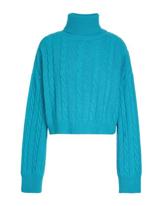 8 by YOOX CABLE KNIT CROPPED ROLL-NECK