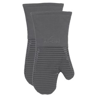 All-Clad Silikon-Ofenhandschuhe: hitzebest&auml;ndig bis 500 Grad, 100% Baumwolle und Silikon, 35,6 x 17,8 cm, Ofenhandschuh f&uuml;r K&uuml;che und Grill, 2 St&uuml;ck, Zinn