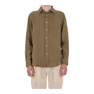 Portuguese Flannel Leinenhemd mit Brusttasche - - Shirts - Herren - Gr&uuml;n - S