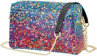Mnsruu Sacs à bandoulière pour femme, motif à pois arc-en-ciel, sac à main en cuir coloré