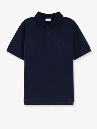 Saint Laurent Piqu&eacute; cotton polo shirt with Cassandre embroidery - SAINT LAURENT - gender_Man