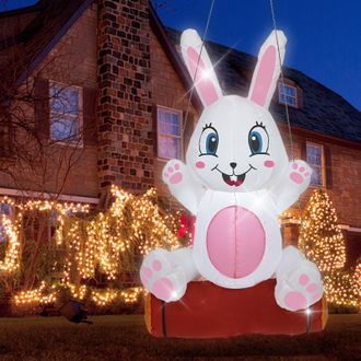 Generico Aufblasbare Dekoration für Ostern, LED-Osterhasen, Cartoon, 10 m, wasserdicht, für Terrasse, Hof, Kaninchen, aufblasbar, für den Innen- und Außenberei