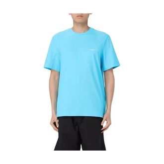 Msgm Msgm, Homme, Tops, Bleu, Taille: XL T-shirt en Coton Bleu pour Homme
