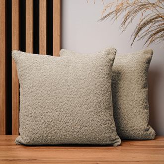 MG Design 2er Set Kissenbezüge 40 x 40 cm in Beige - mit Reißverschluss, fein gewebt mit Chenille-Haptik, pflegeleich