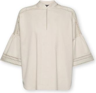 Elena Miro Femme, Blouses et Chemises, Beige, Taille: 46 FR Blouse Brod&eacute;e