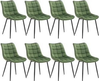 Woltu 8X Chaise de Salle &agrave; Manger Chaise de Cuisine Assise rembourr&eacute;e en Velours &eacute;pais Pieds en m&eacute;tal, Vert Fonc&eacute;,BH142dgn-8